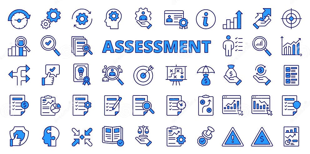 线设计蓝色评估图标. 评估数据分析比对计划分析报表 向量例证. 插画 包括有 制度, 减少, 管理, 线路 - 309294511