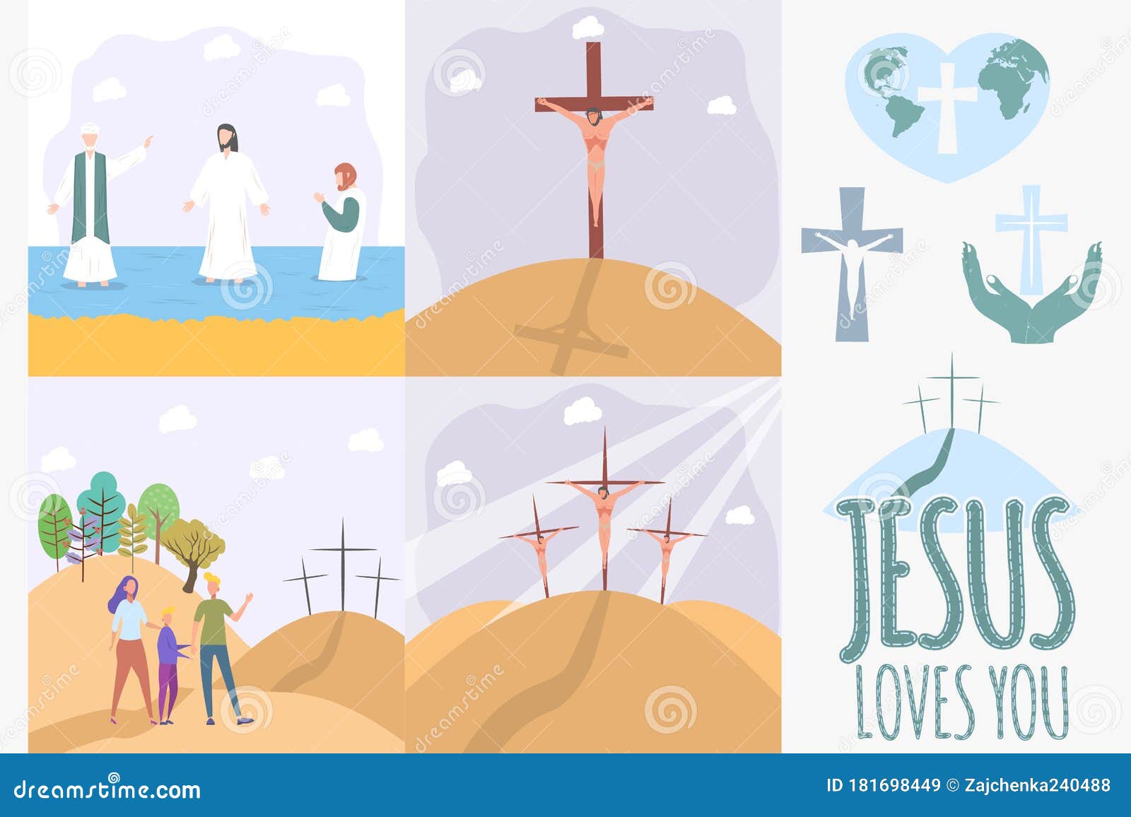设置图 耶稣基督赎罪的十字架 《神的字》 基督教 数量 库存例证 - 插画 包括有 严重, 复活节: 181698449
