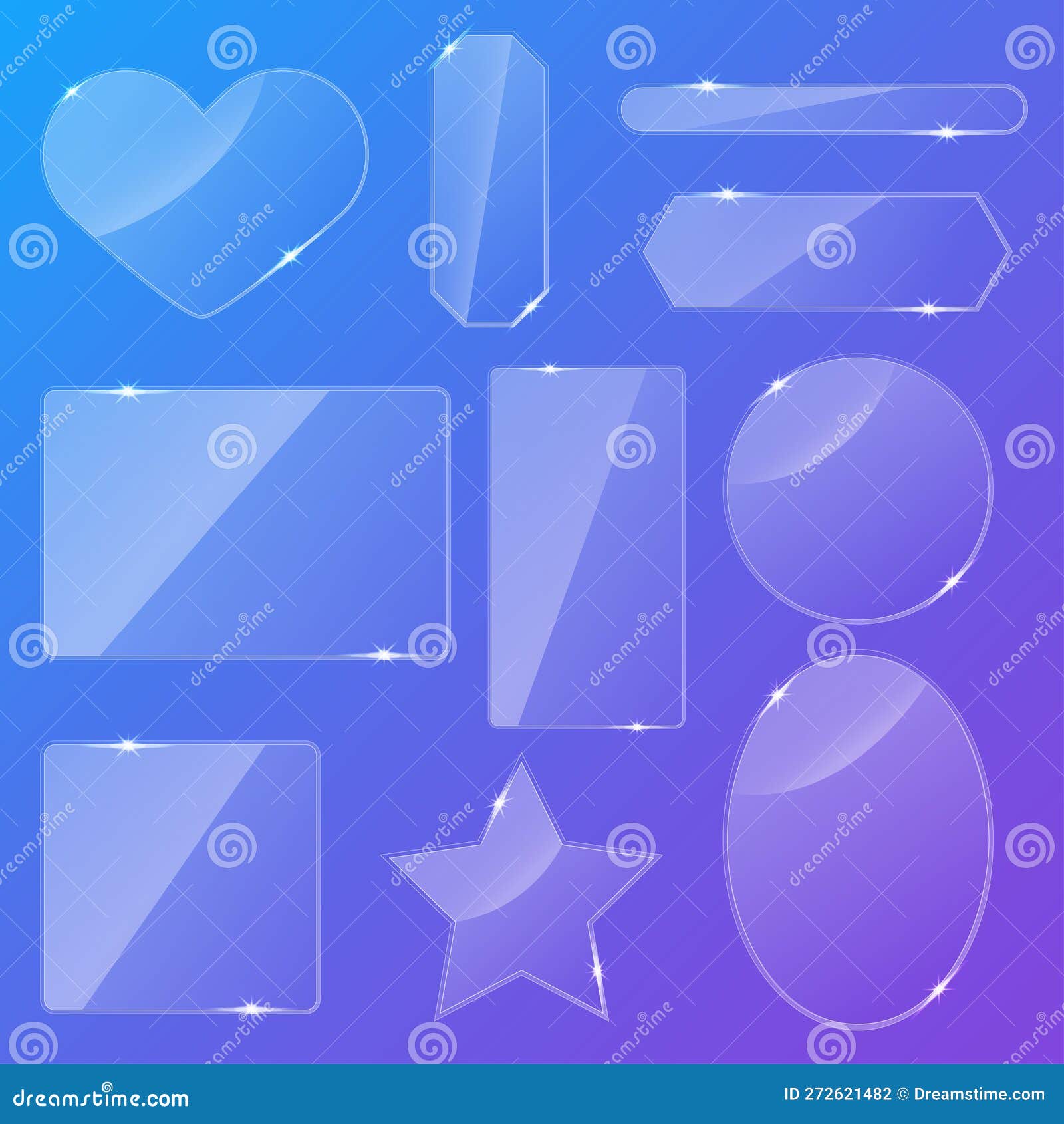 A Set of Vector Glass Borders of Different Shapes Stock Illustration ...