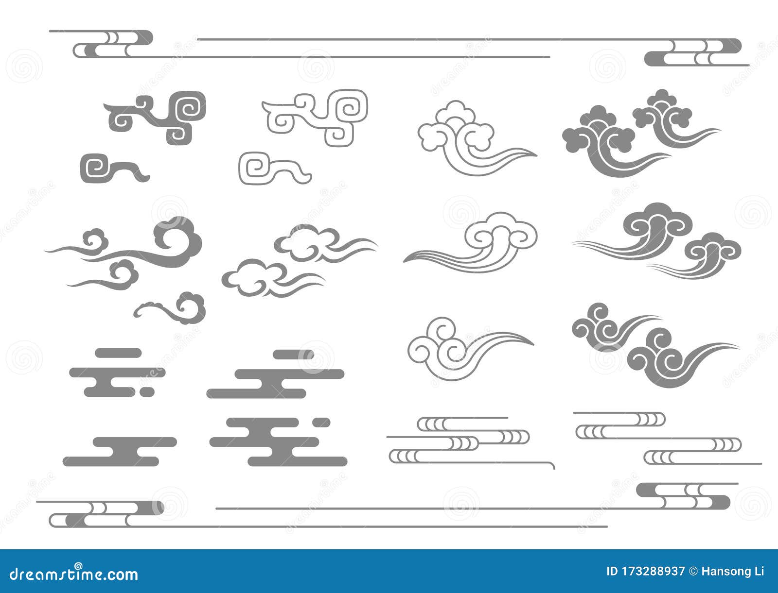 Chinese cloud pattern stock vector. Illustration of moire - 173288937