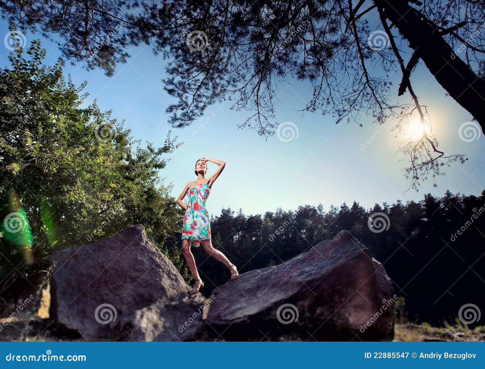 Â Girl on the rocks stock image. Image of head, hand - 22885547