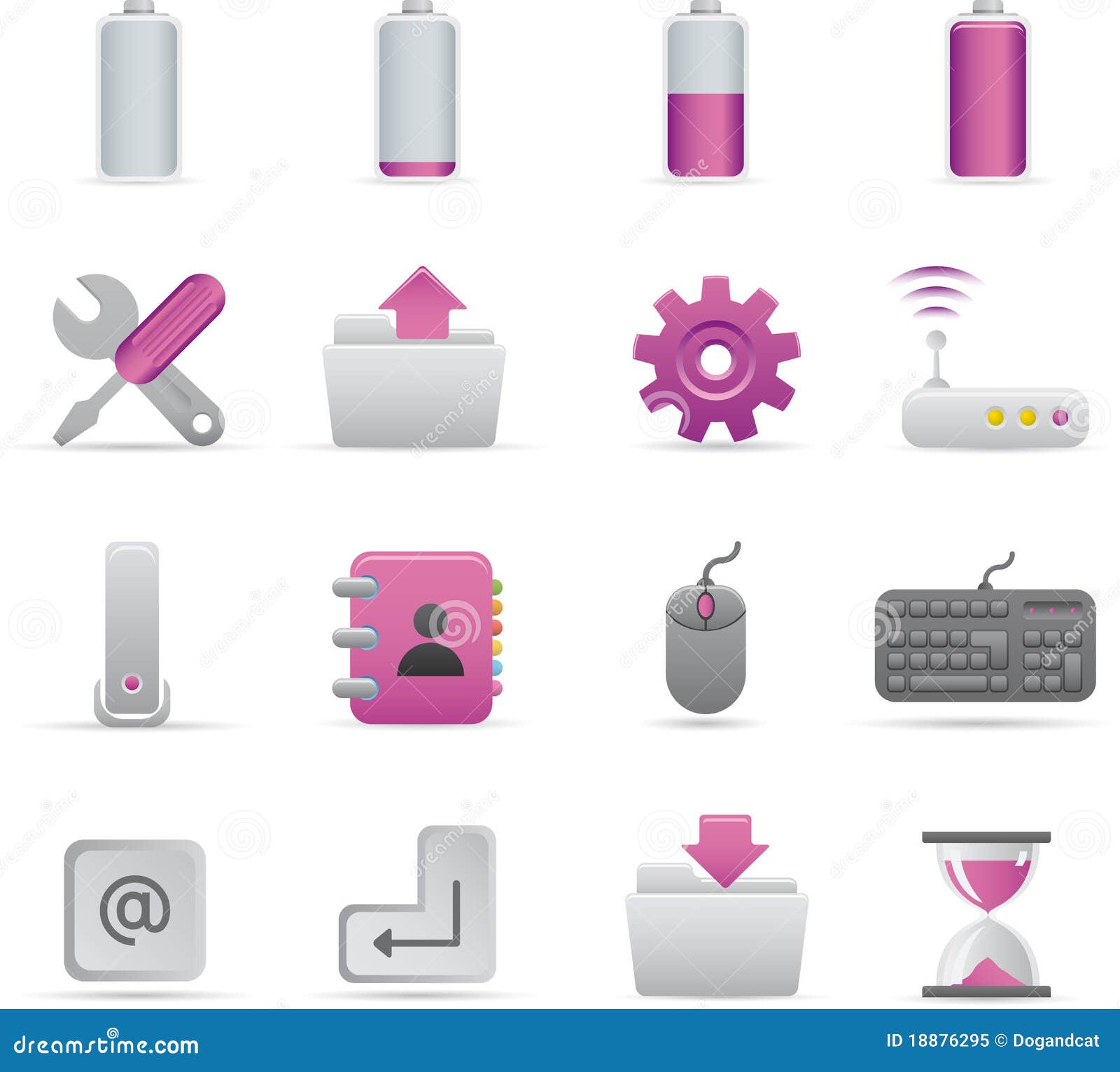 01 Purple Computer Icons stock vector. Illustration of battery - 18876295