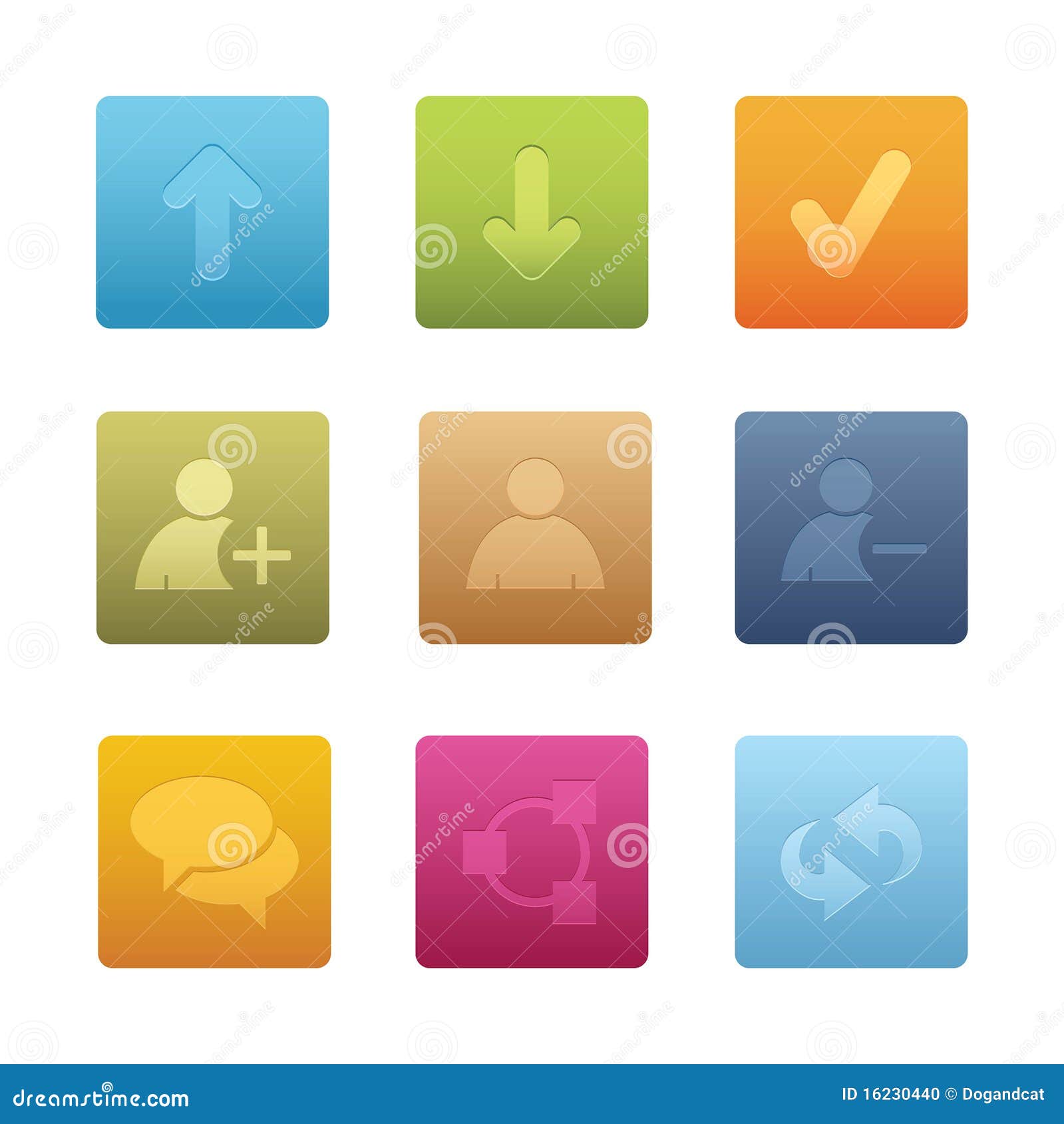 01 Square Chat Media Icons stock vector. Illustration of confirm - 16230440