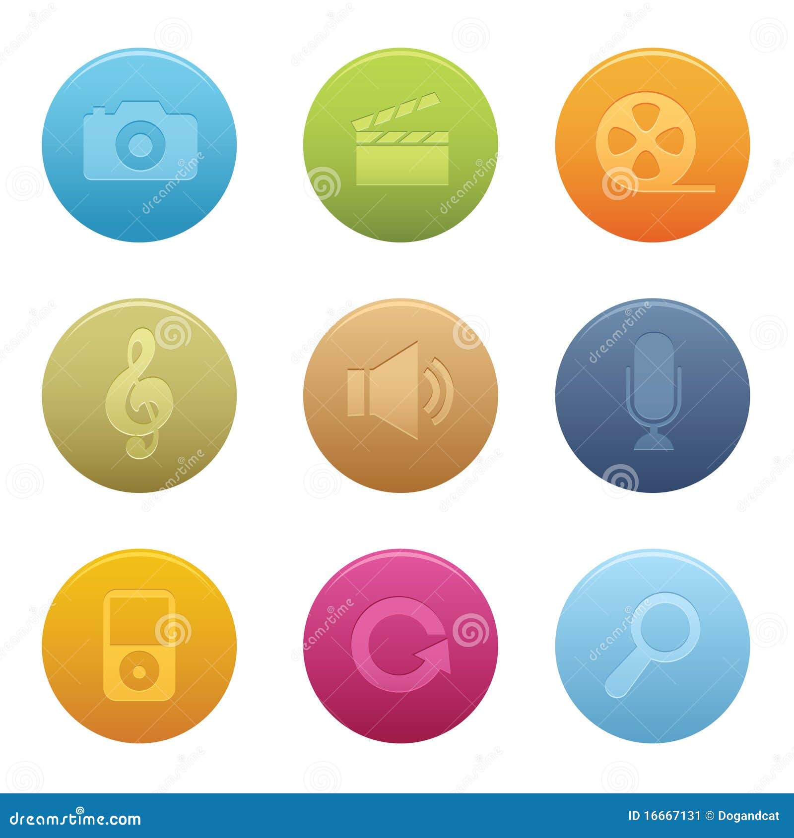 03 Circle Multimedia Icons stock vector. Illustration of cinema - 16667131