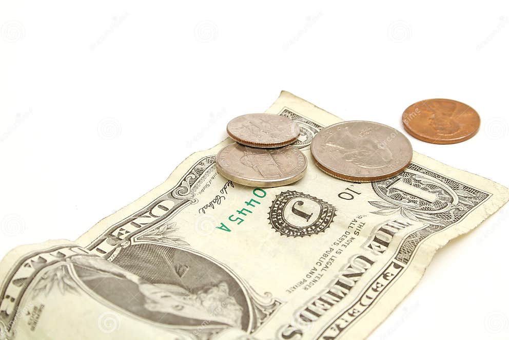 $1 bill & change stock image. Image of economy, cash - 1930255