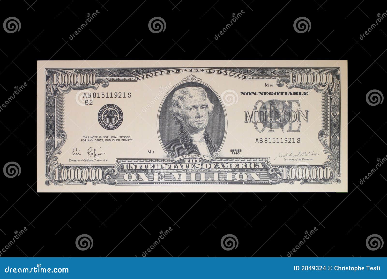 1 Million Dollar-Banknote stockfoto. Bild von verschönern - 2849324
