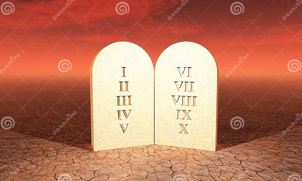 10 Commandments on Stone Tablet Stock Illustration - Illustration of ...