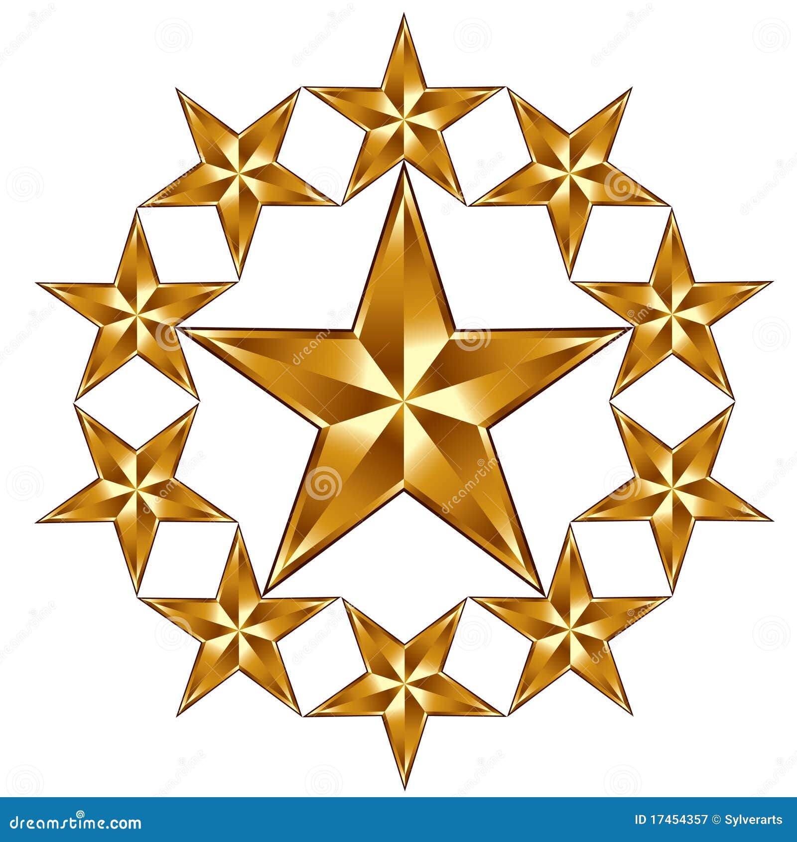 10 Golden Stars Composition. Stock Vector - Illustration of label ...