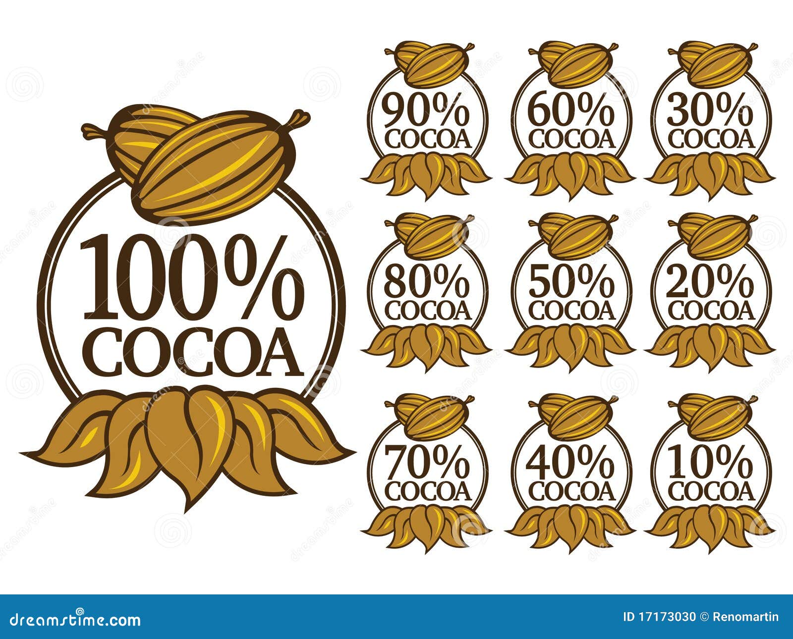 100& Cocoa emblem stock illustration. Illustration of menu - 17173030