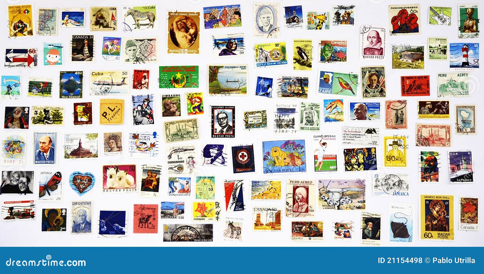 100 Different Stamps from Around the World Editorial Stock Photo ...