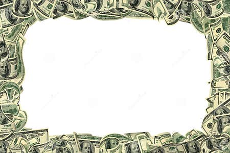 100 Dollar Frame Isolated on White. Stock Image - Image of isolated ...