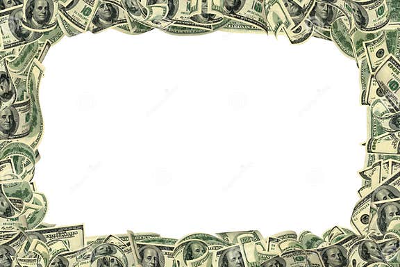 100 Dollar Frame Isolated on White. Stock Image - Image of isolated ...