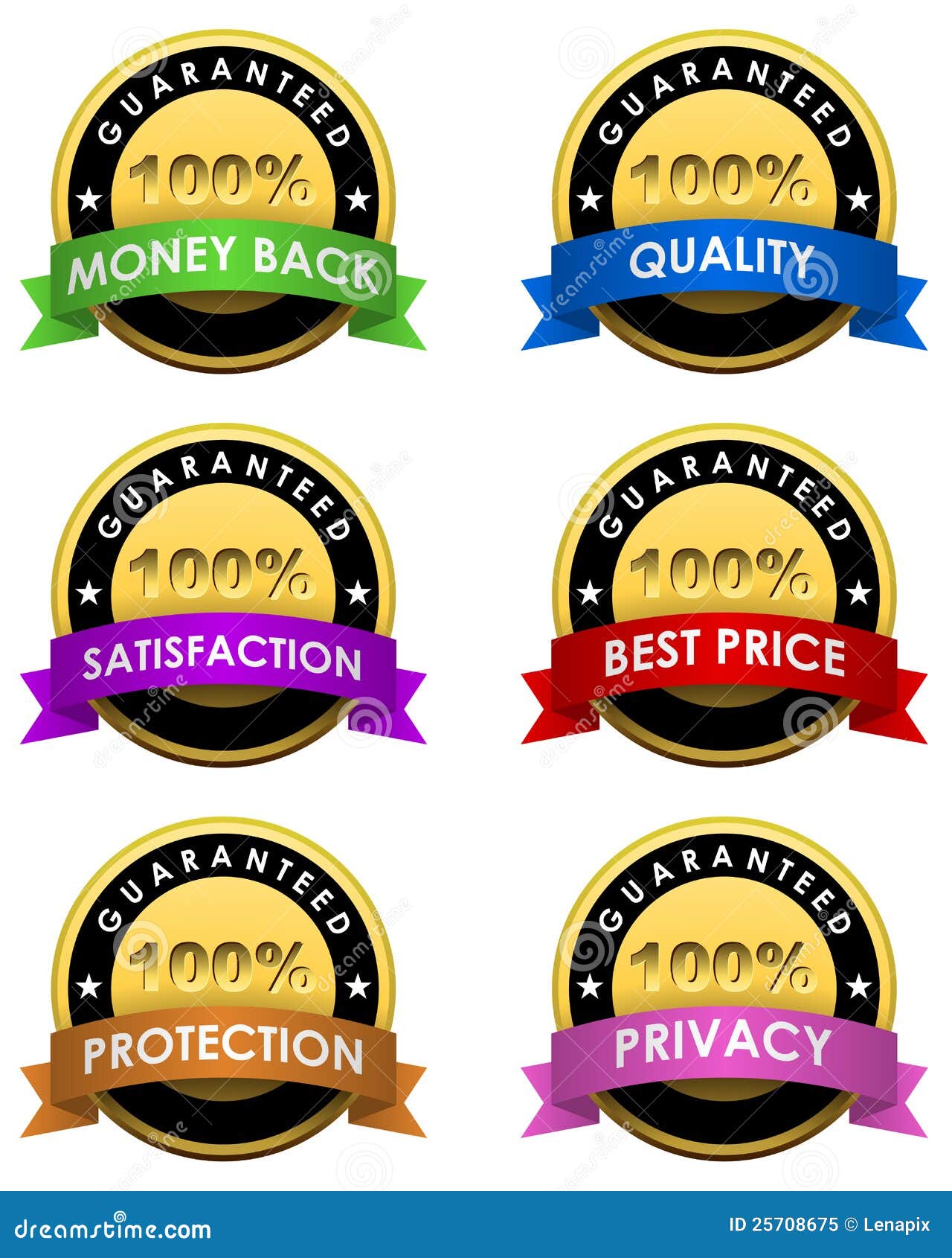 100 guaranteed labels stock vector. Illustration of consumer - 25708675