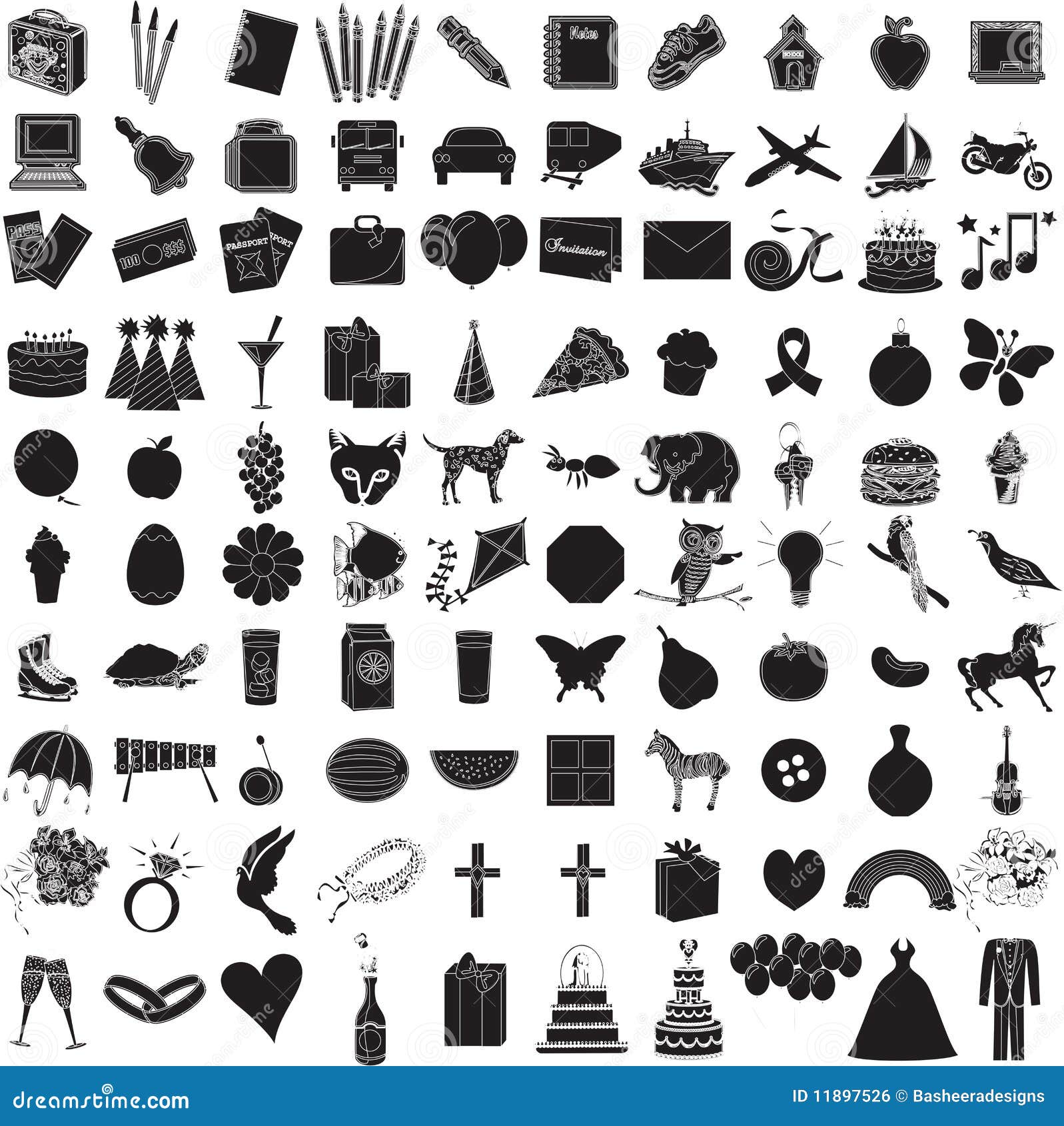 100 Icon Set 1 stock vector. Illustration of flowers - 11897526