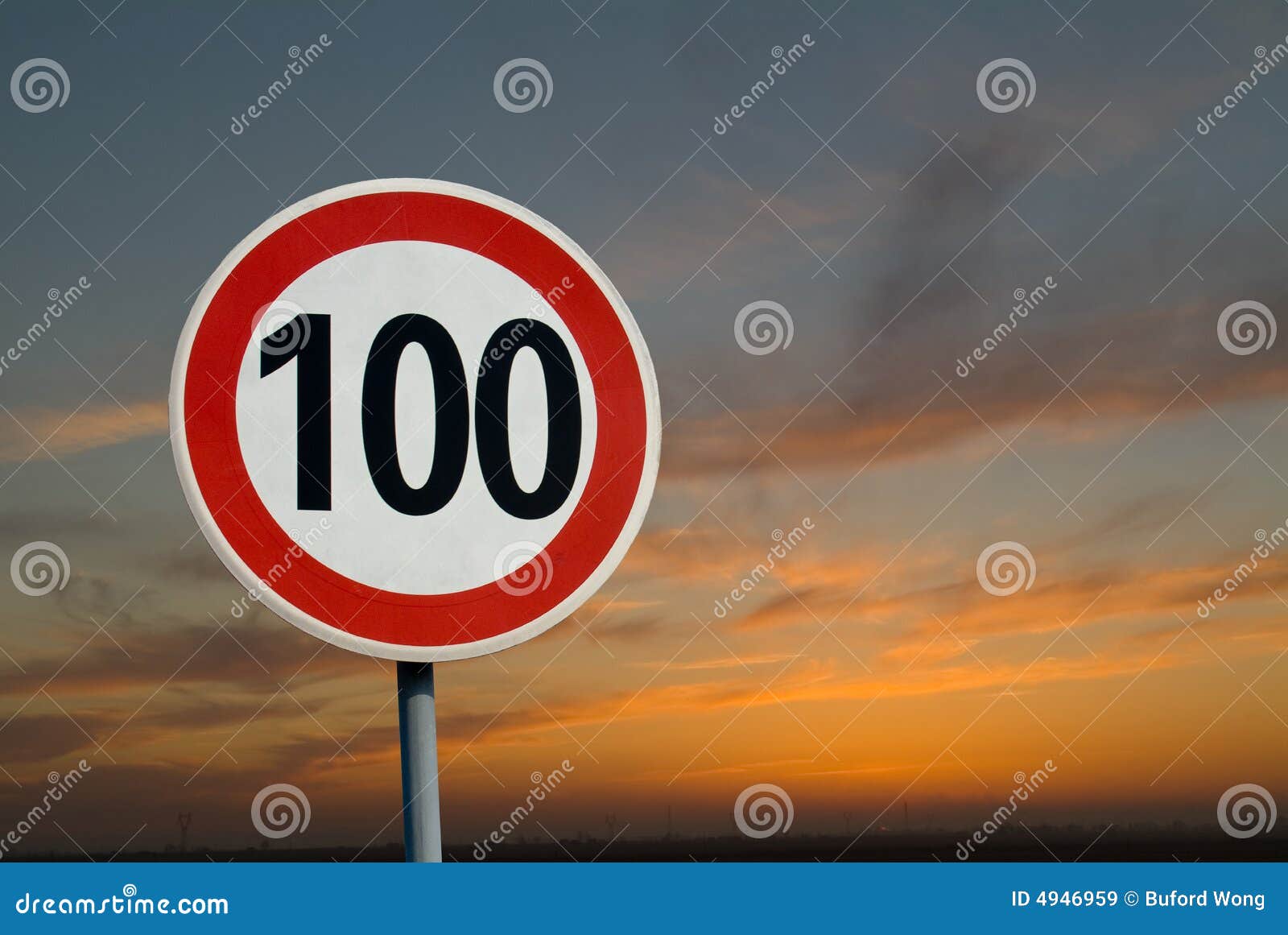 100 Km Limit stock image. Image of pole, dangerous, sign - 4946959