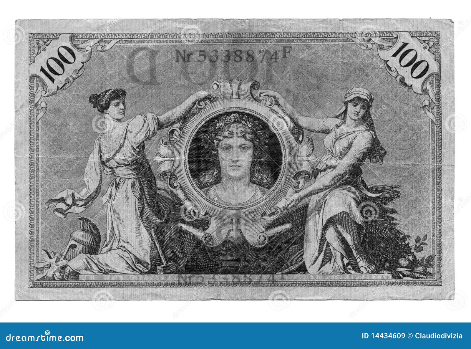 100 Mark stock image. Image of bank, cyan, germany, empire - 14434609