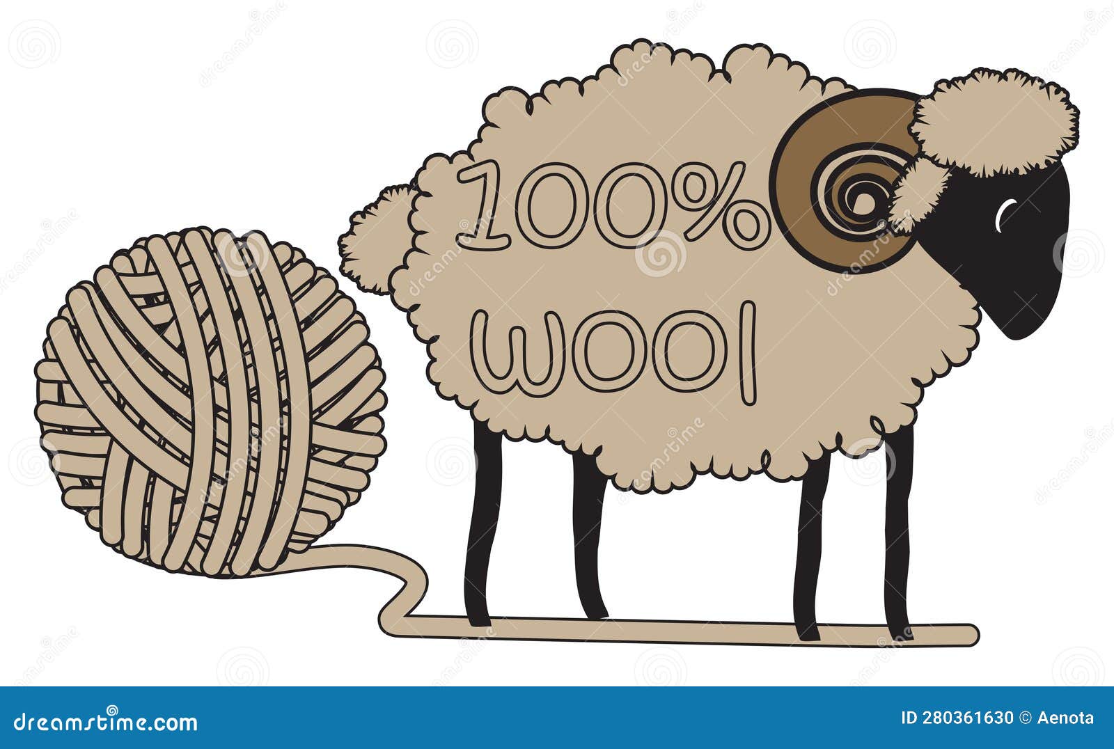 100 sheep wool stock vector. Illustration of yarn, organic - 280361630