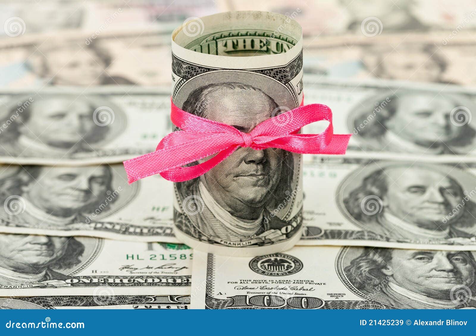 100 US Dollar Wrapped by Ribbon Stock Image - Image of bank, inflation ...