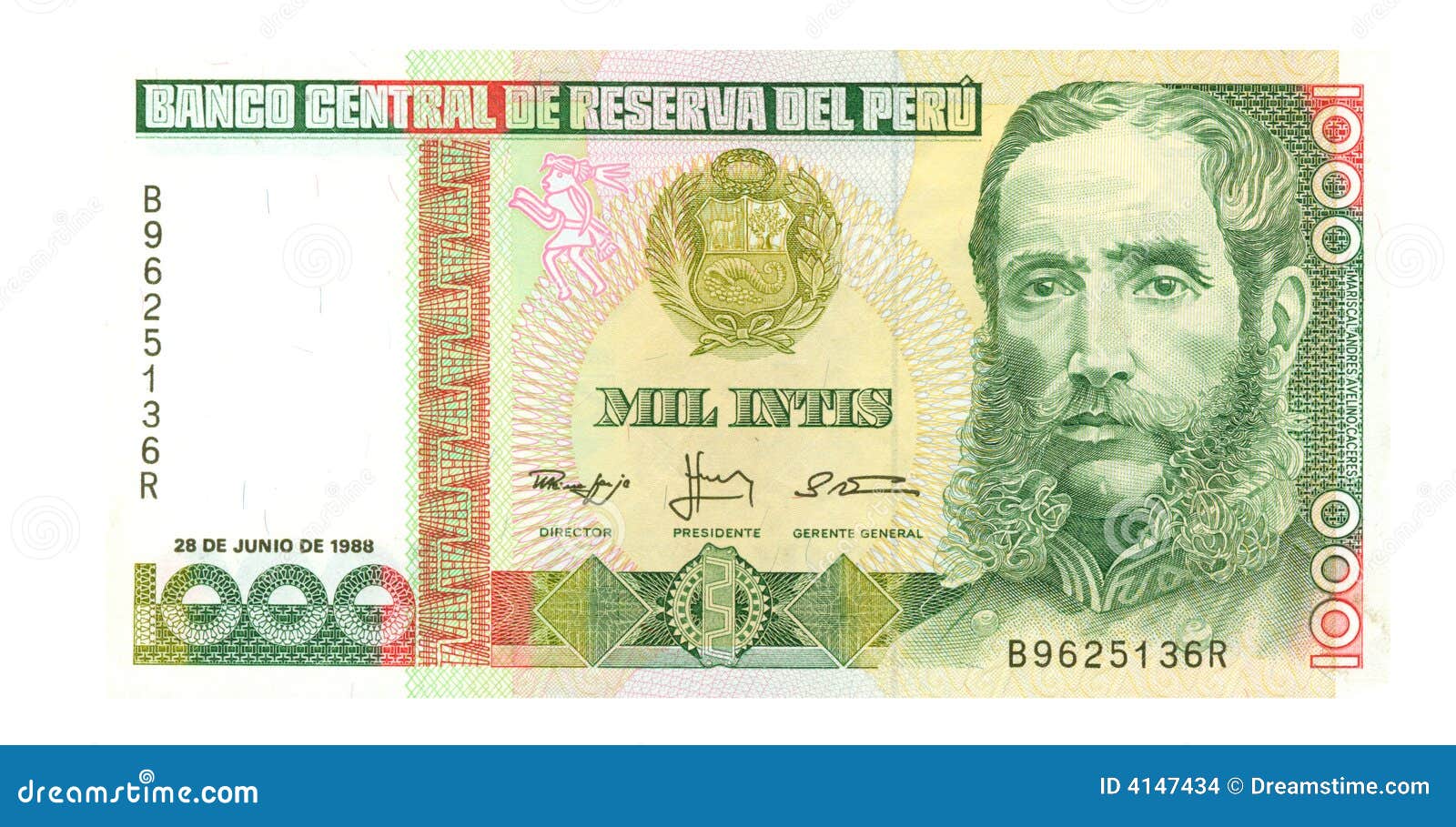 1000 Inti Bill of Peru, 1988 Stock Photo - Image of investment, number ...