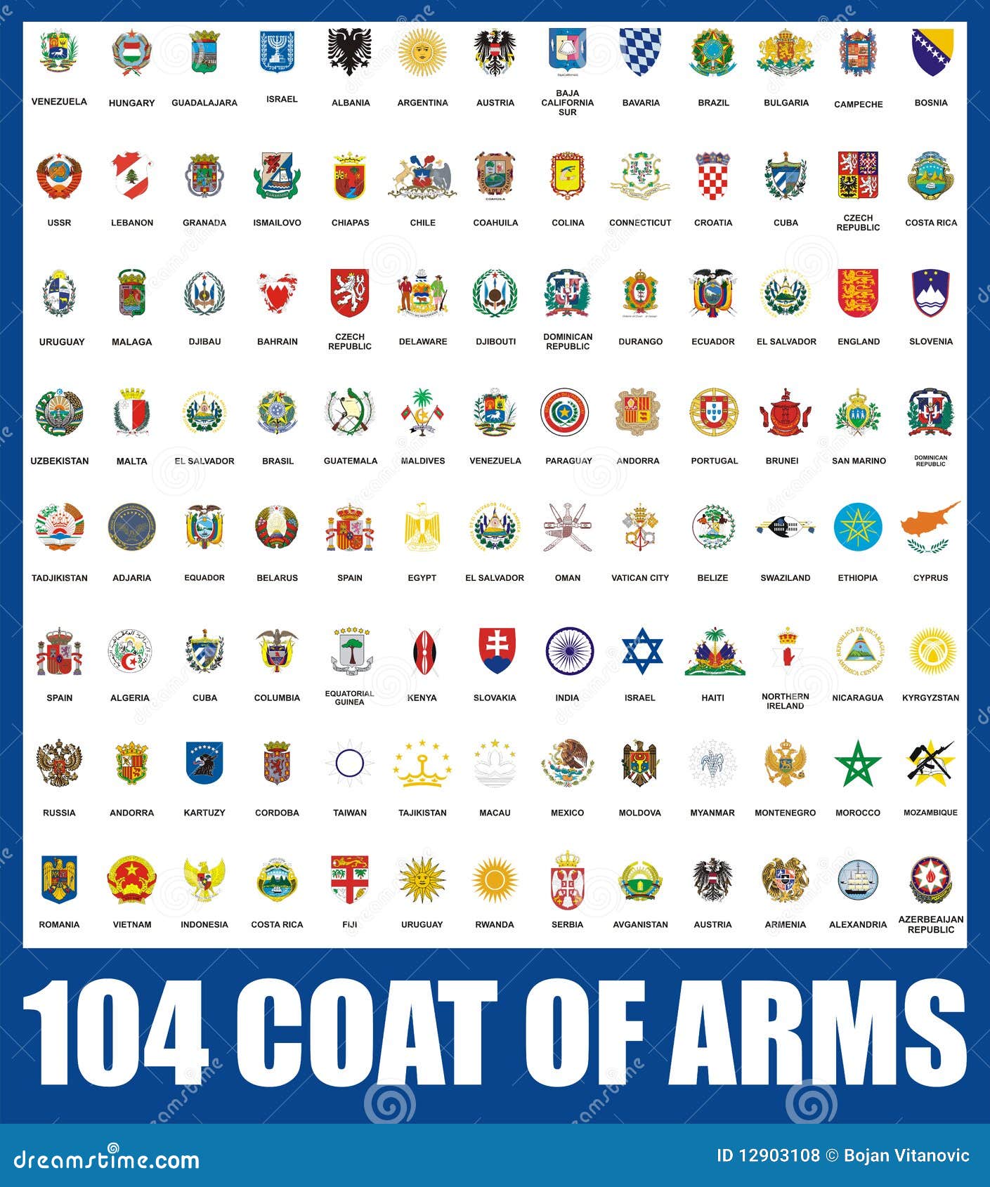 104 Country Coat of Arms + Vector File Stock Vector - Illustration of ...