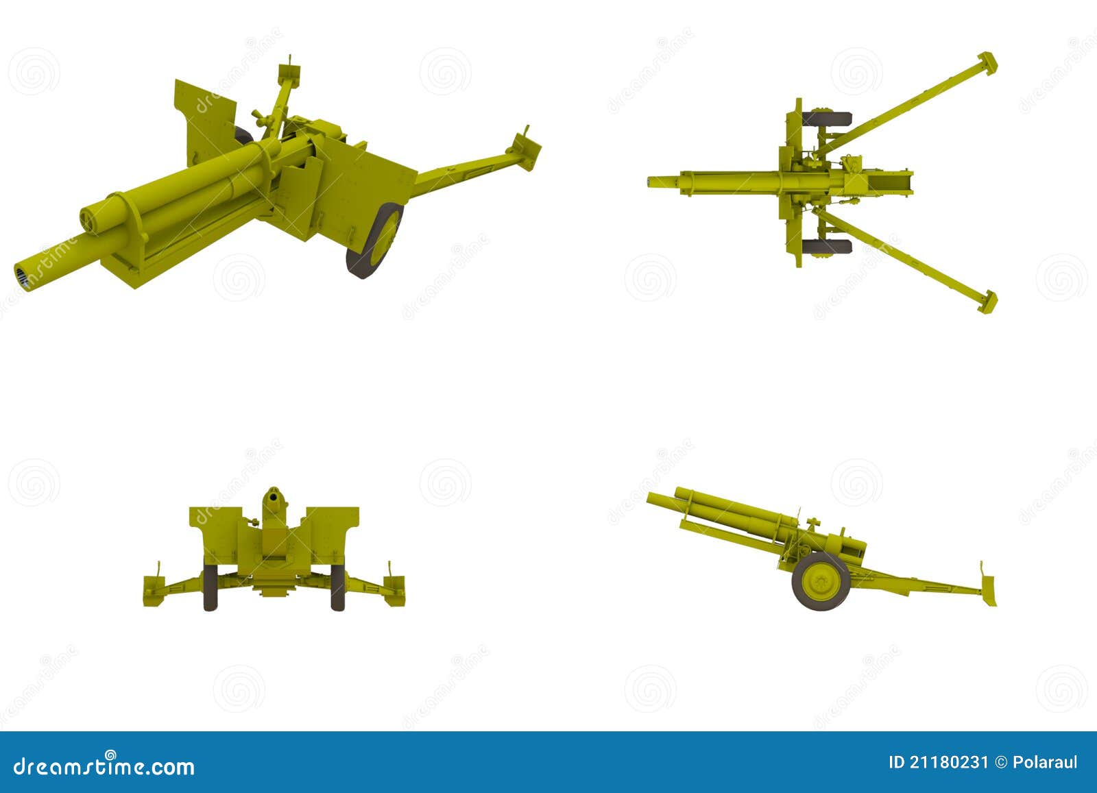 105 MM Howitzer Artillery Field Gun Stock Illustration - Illustration ...