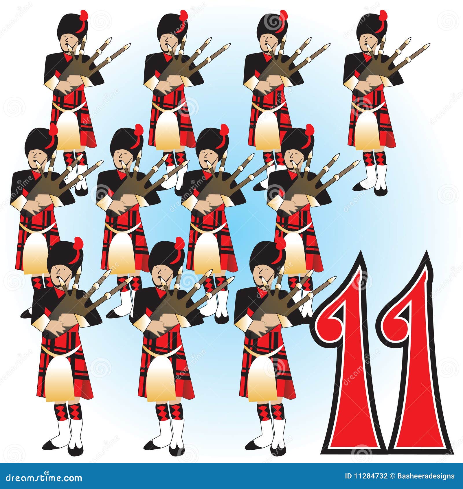 11th Day of Christmas stock vector. Illustration of eleven - 11284732