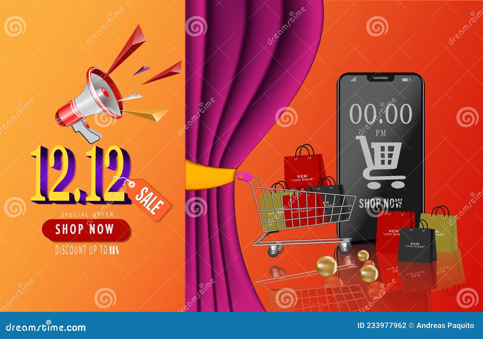 12.12 Sales Promotion Background Illustration. Stock Vector ...