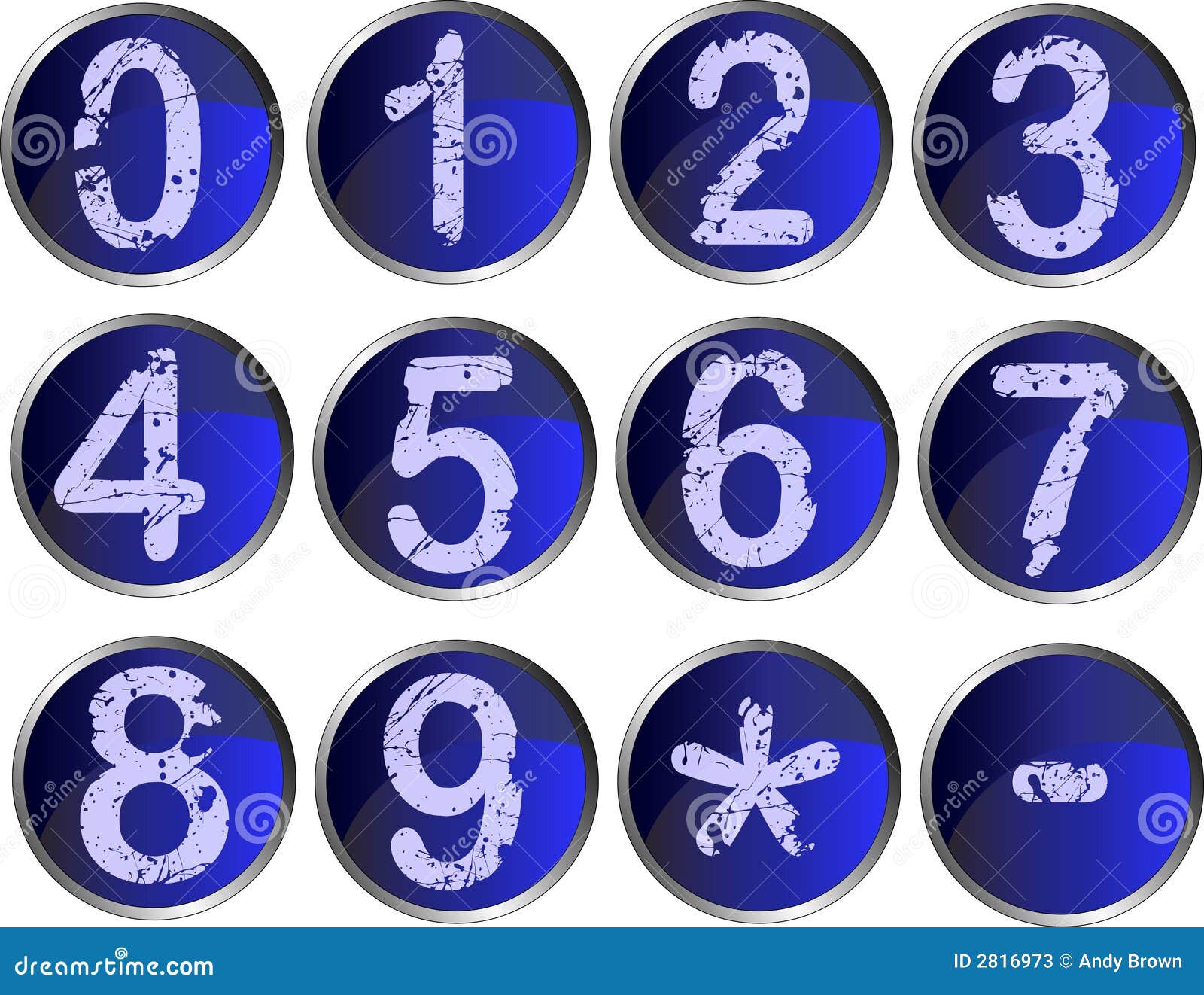 12 Blue Number Buttons stock vector. Illustration of symbol - 2816973