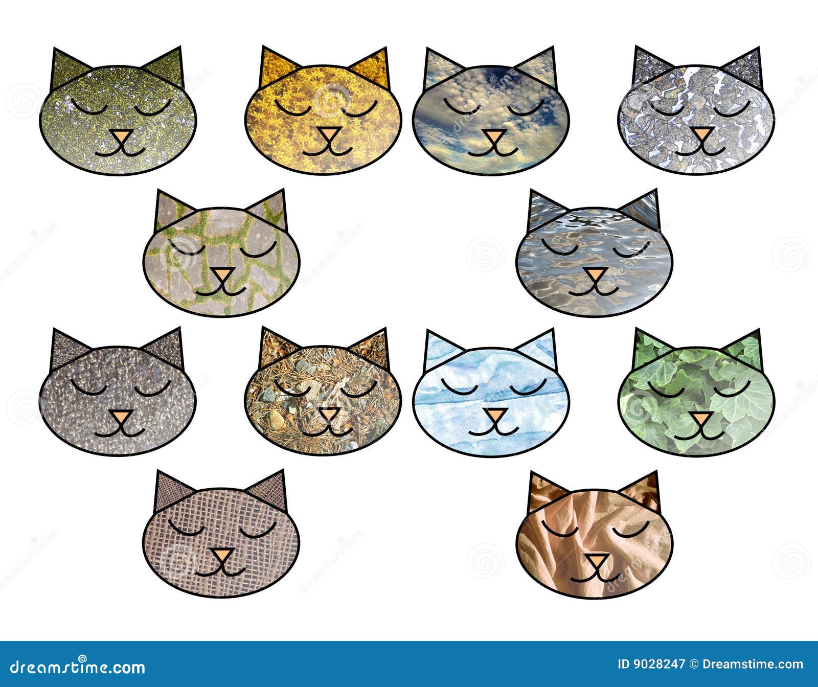 12 cats set stock illustration. Illustration of scrapbooking - 9028247