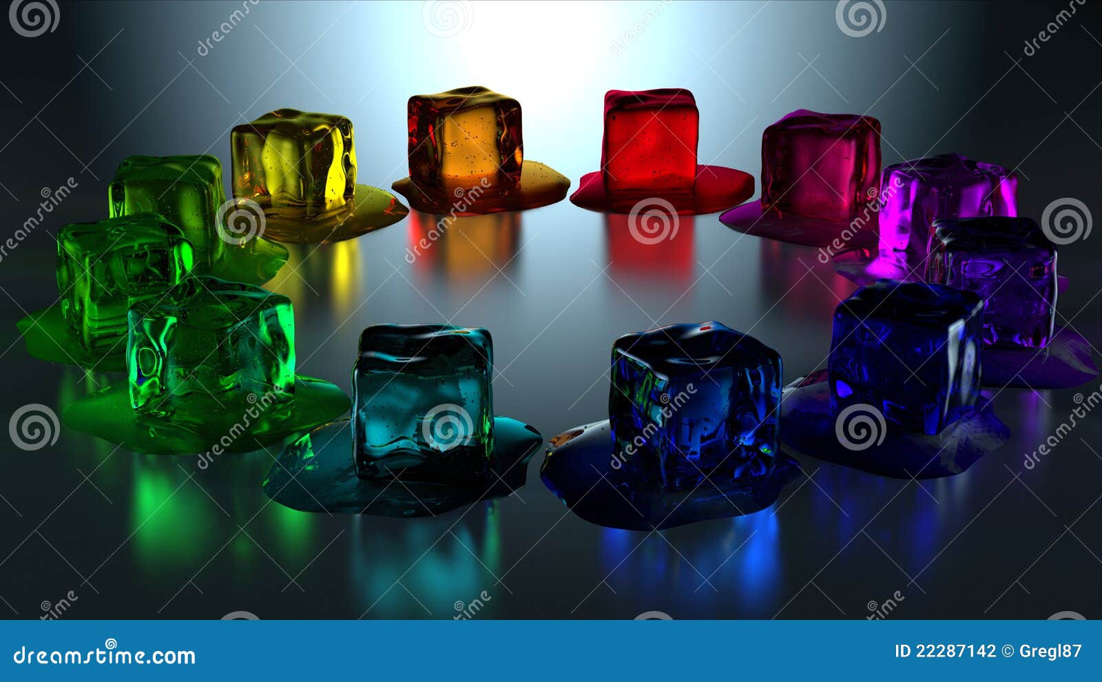 12 Colored Ice Cubes in Circle Stock Illustration - Illustration of ...