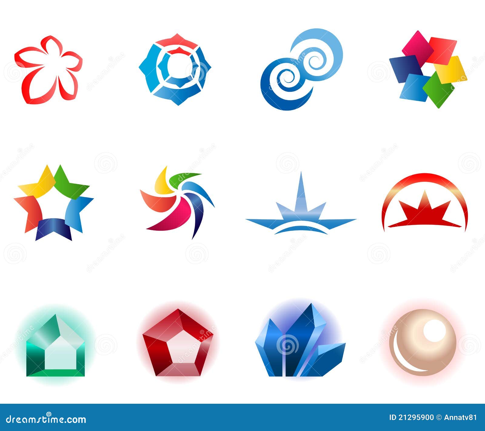 12 Colorful Vector Symbols: (set 1) Stock Vector - Illustration of ...
