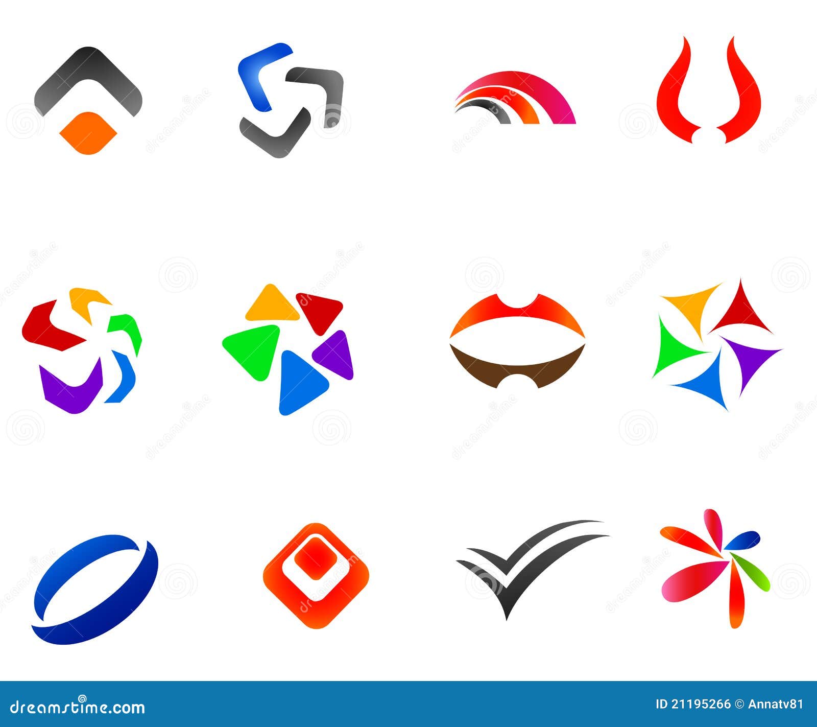 12 Colorful Vector Symbols: (set 2) Stock Vector - Illustration of ...