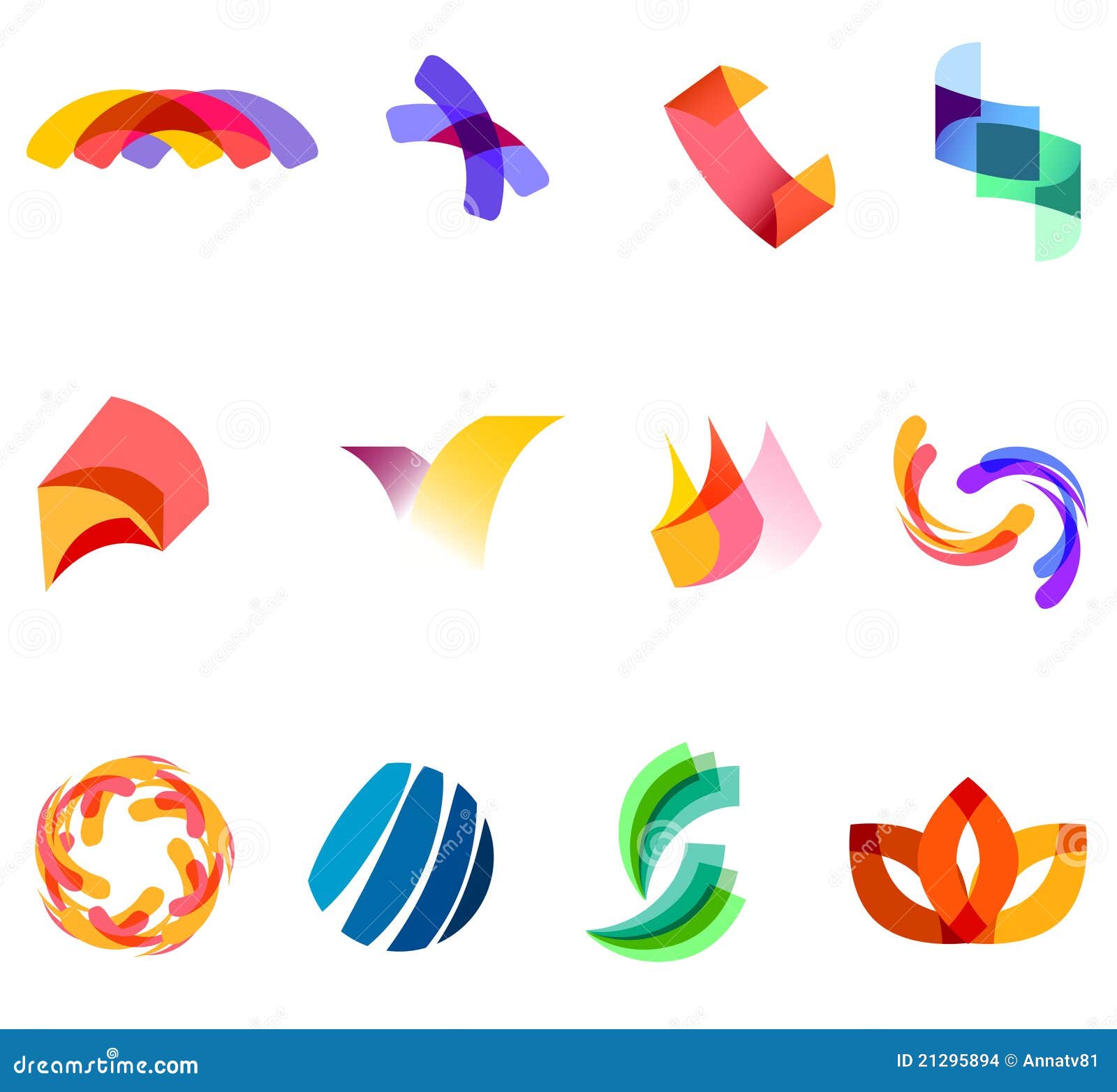12 Colorful Vector Symbols: (set 20) Stock Vector - Illustration of ...
