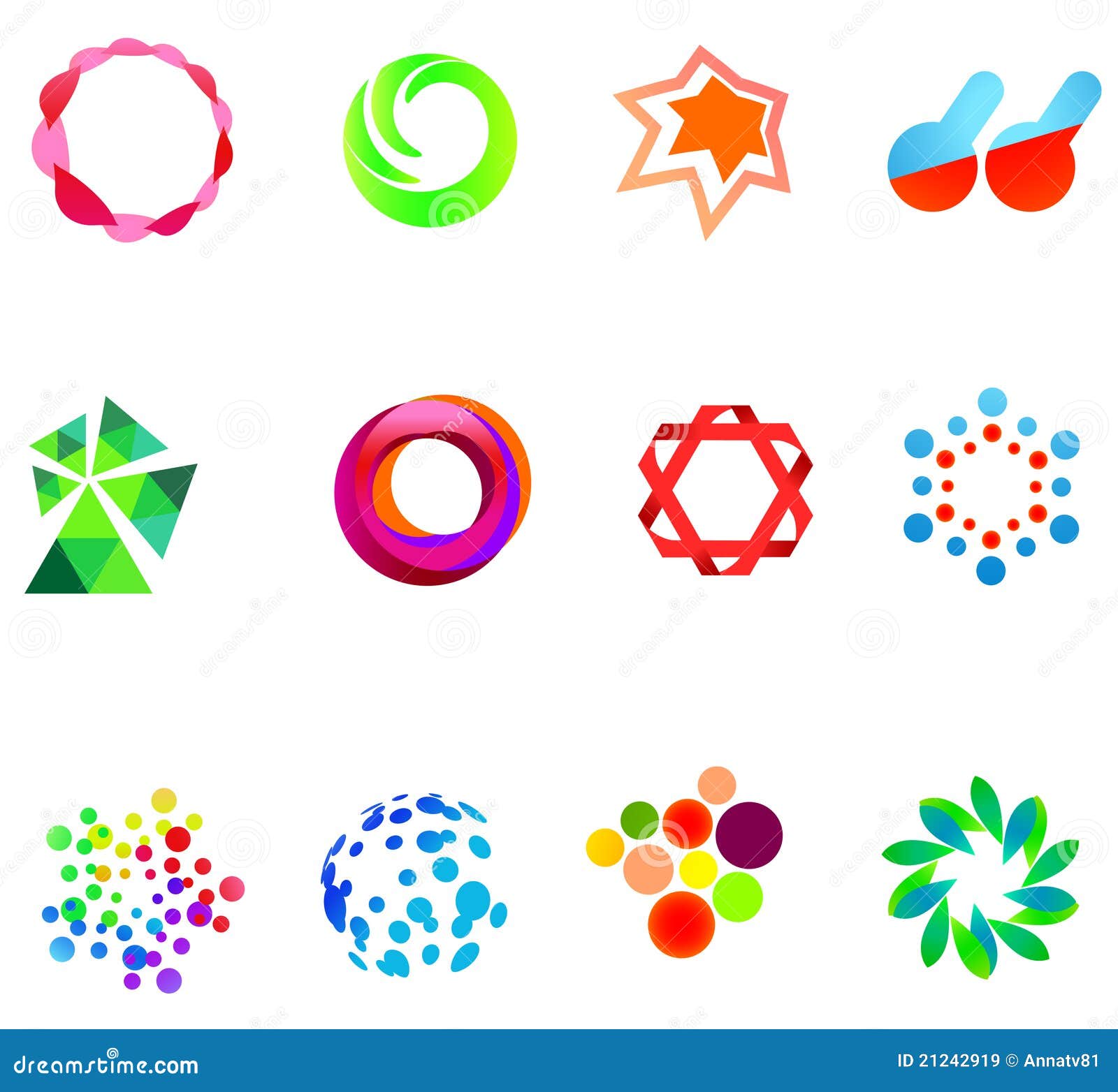 12 Colorful Vector Symbols: (set 21) Stock Vector - Illustration of ...