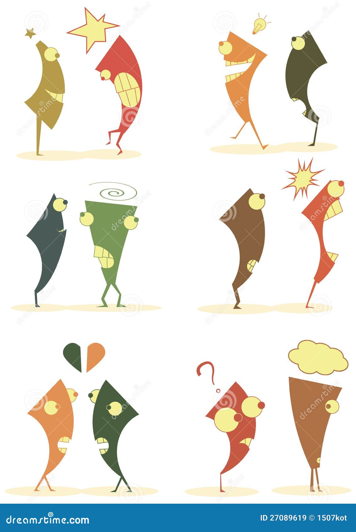 12 Emotional Characters stock vector. Illustration of cartoon - 27089619