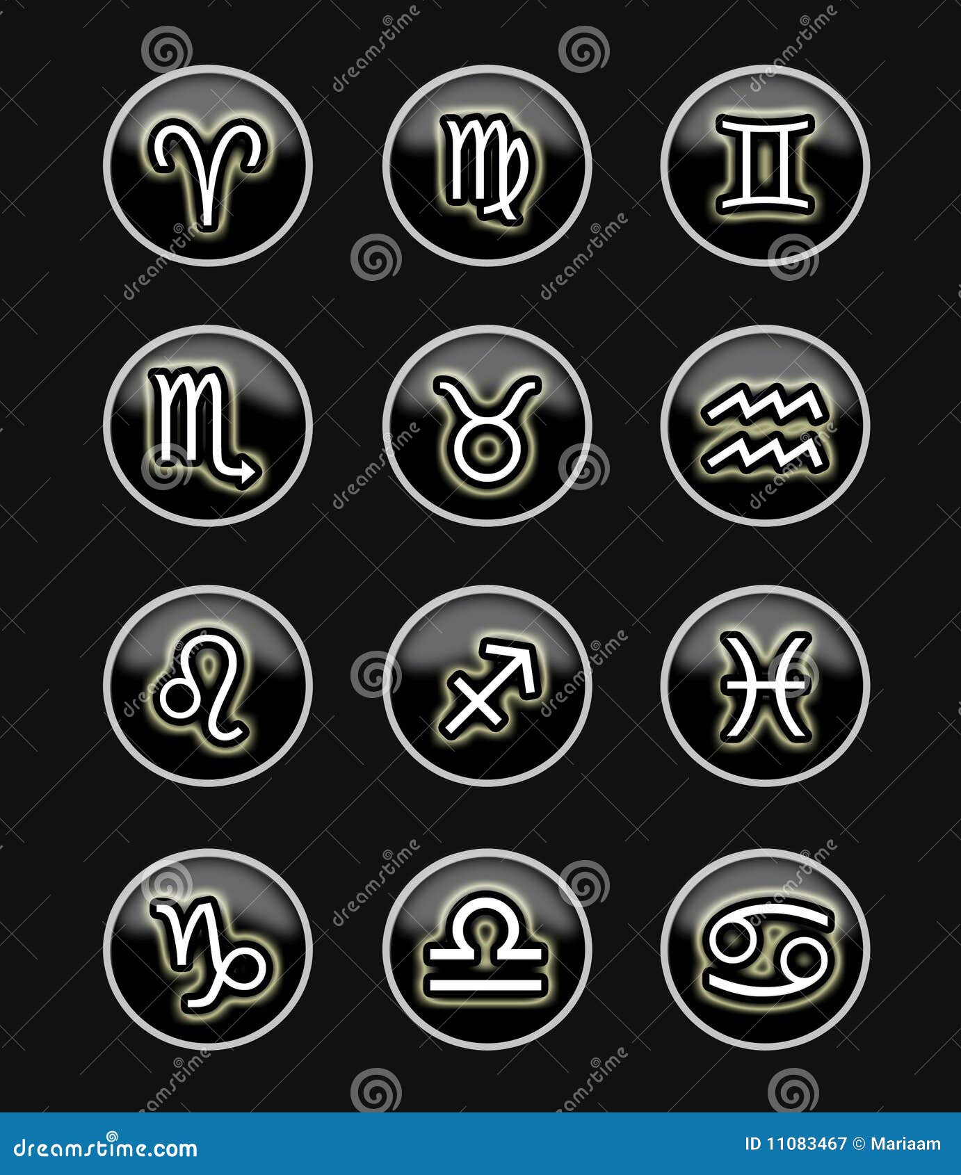 12 signs of the zodiac stock illustration. Illustration of buttons ...