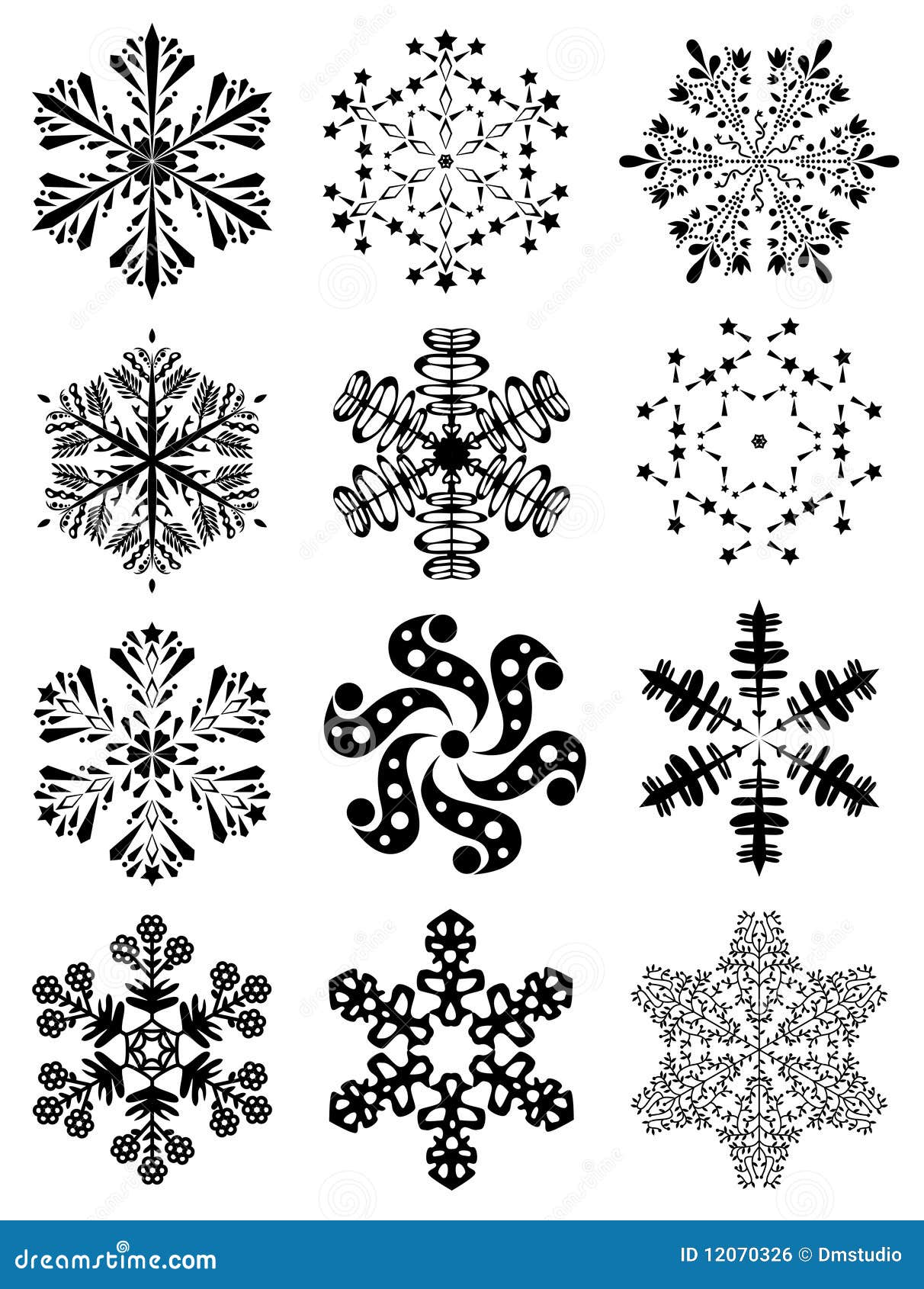 12 snowflakes stock vector. Illustration of seasonal - 12070326