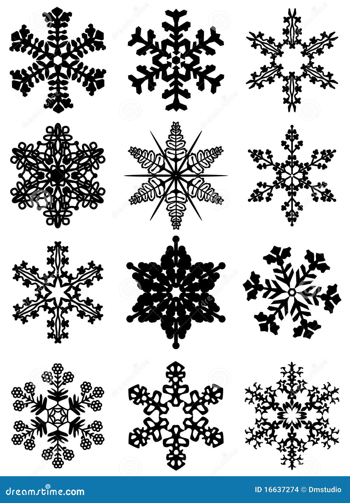 12 snowflakes stock vector. Illustration of graphic, traditional - 16637274