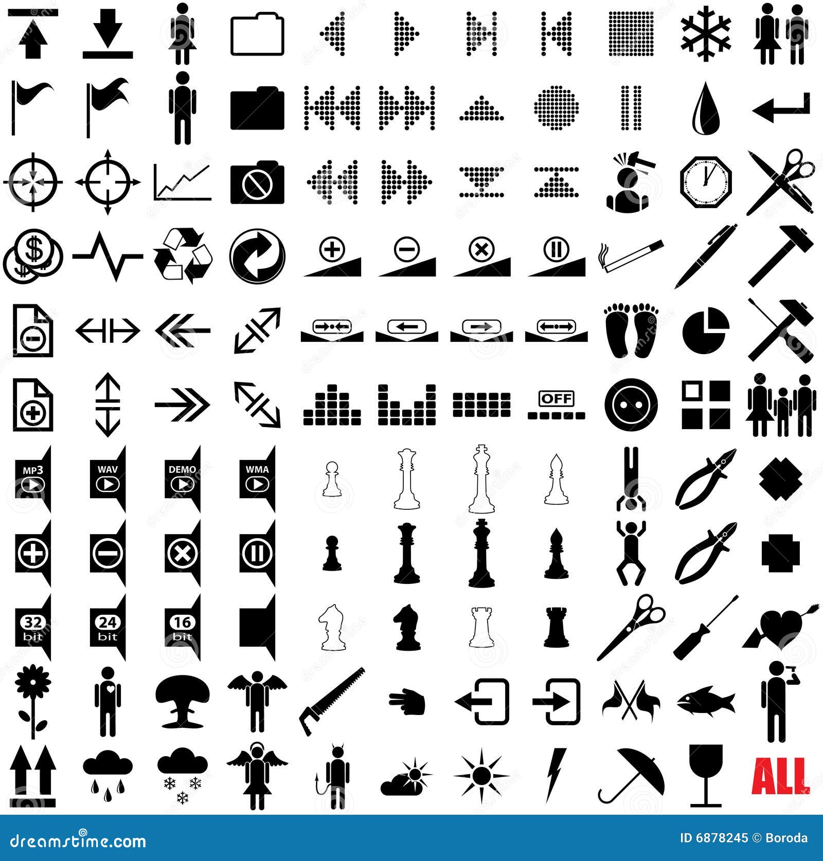 121 pictogrammes de vecteur.