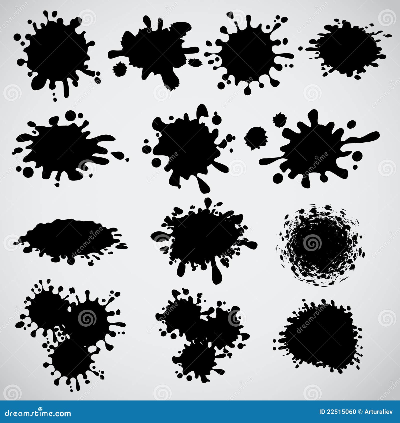13 zwarte vlekken vector illustratie. Illustration of pictogram - 22515060