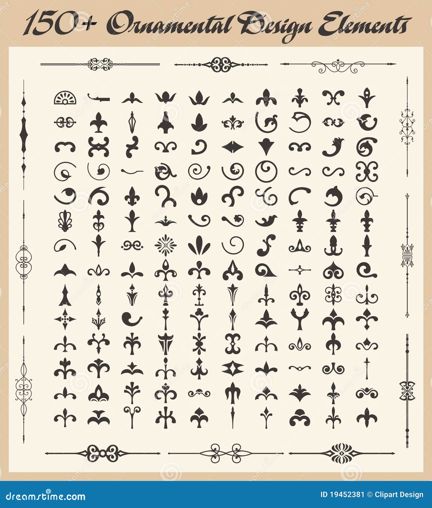 150 + Exquisite Ornamental Design Elements Stock Vector - Illustration ...