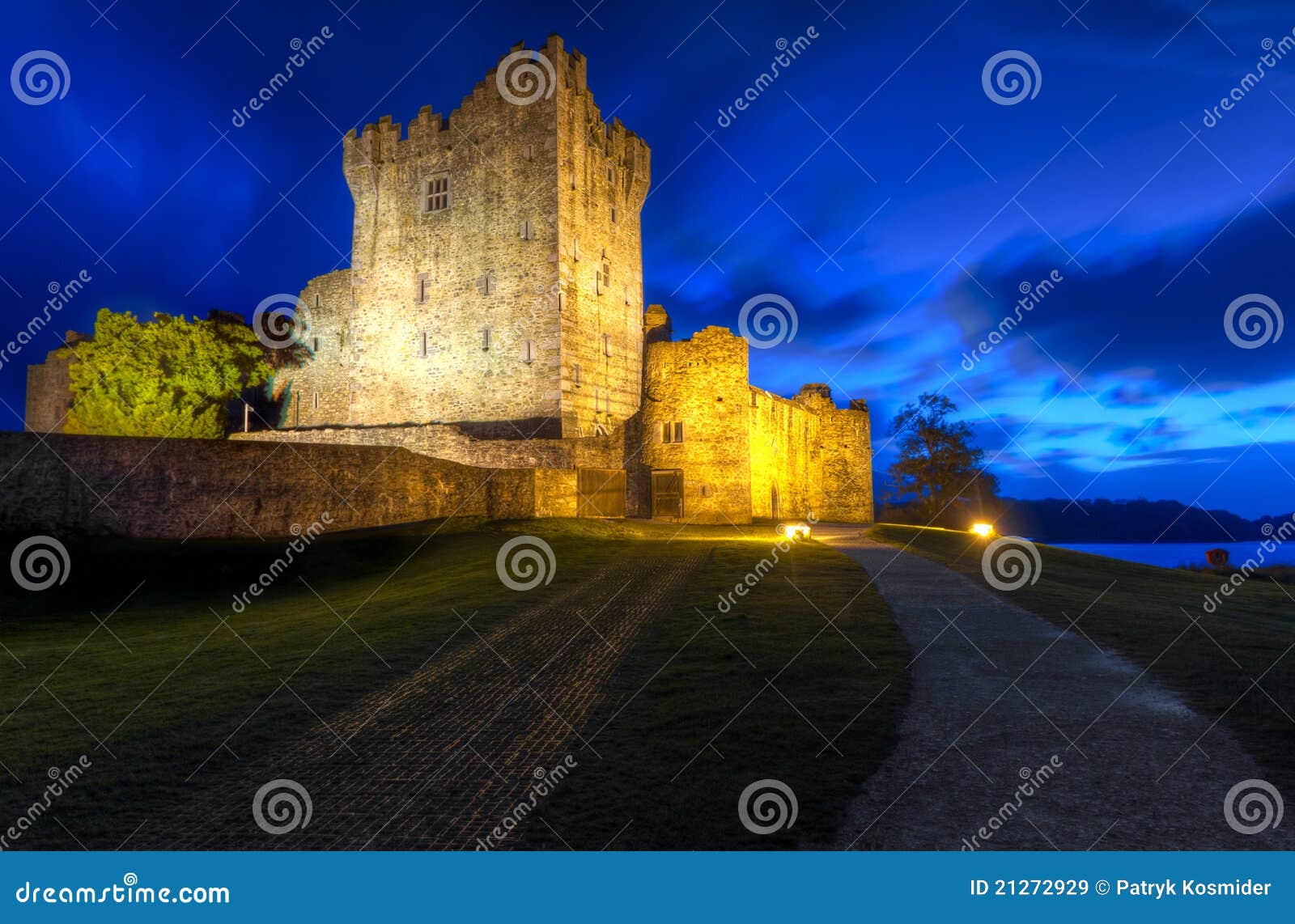 15th Century Ross Castle at Night Stock Image - Image of fortress ...