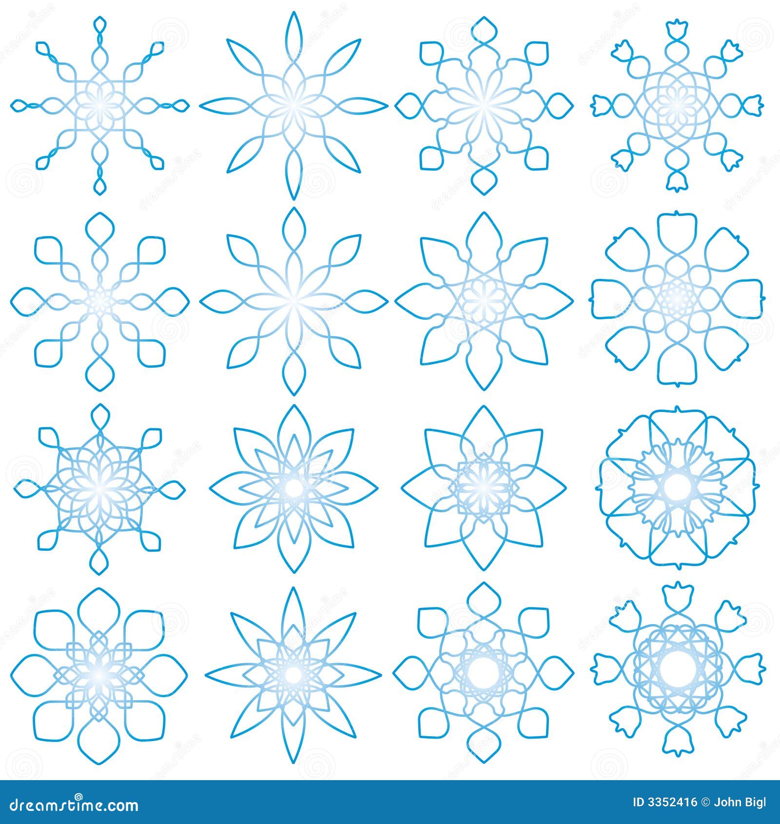 16 geometric snowflakes stock vector. Illustration of sleet - 3352416