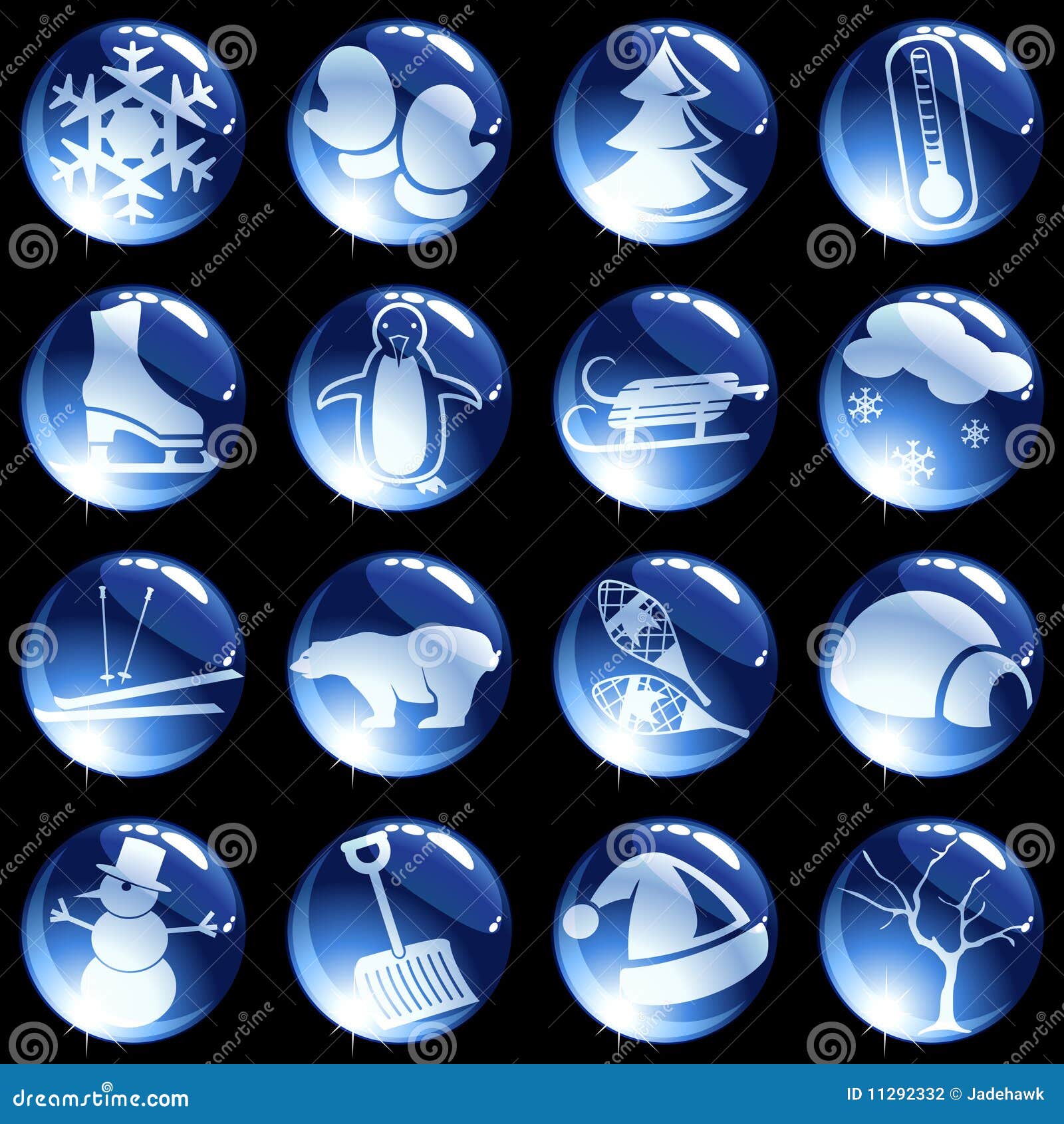 16 High-gloss Winter Themed Buttons Stock Vector - Illustration of ...