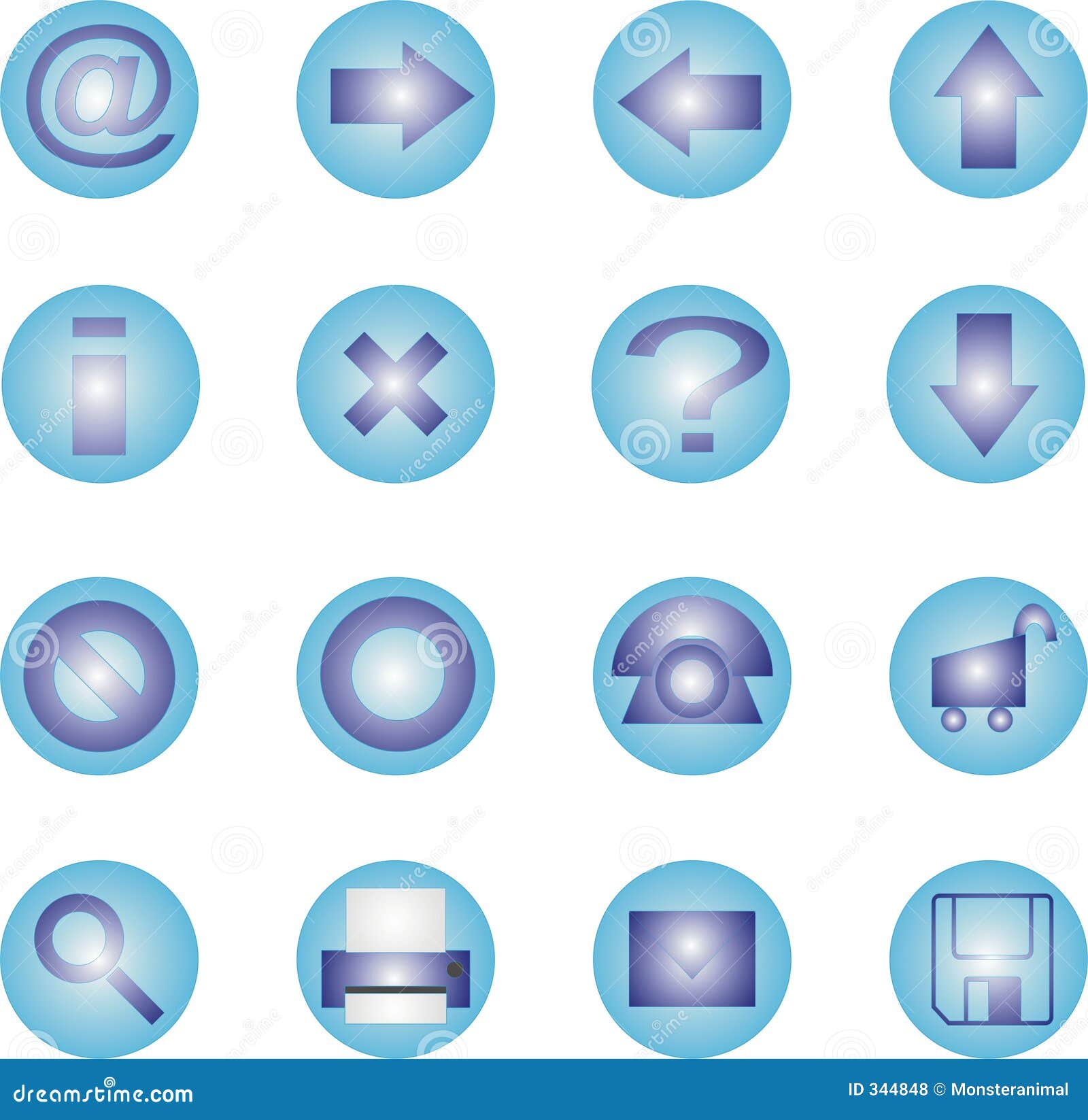 16 icon set - Blue stock illustration. Illustration of zoom - 344848
