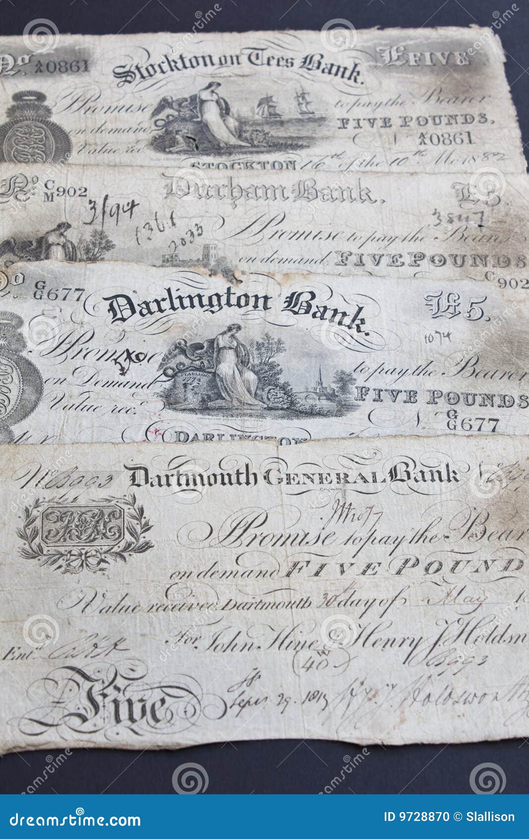 1880s British Five Pound Notes Stock Photo - Image of notes, durham ...