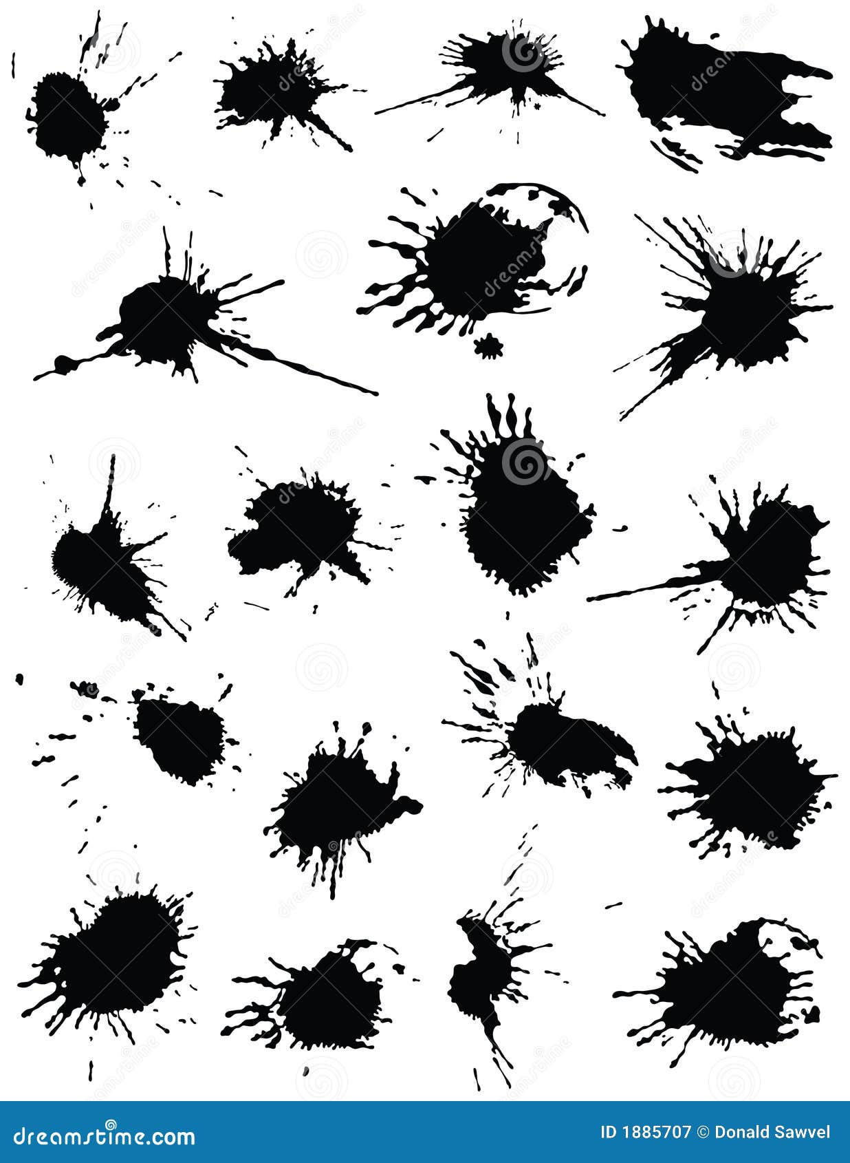 19 Unique Hand Drawn Ink Blots Stock Vector - Illustration of liquid ...