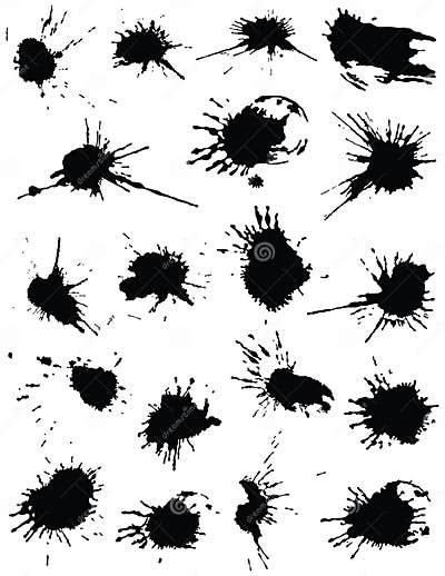 19 Unique Hand Drawn Ink Blots Stock Vector - Illustration of liquid ...