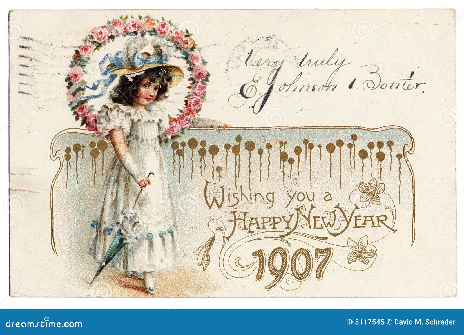 1907 Postcard stock illustration. Illustration of postage - 3117545