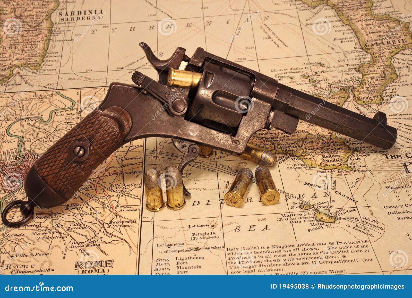 1918 Italian Made Revolver With Ammunition Royalty Free Stock Photos ...